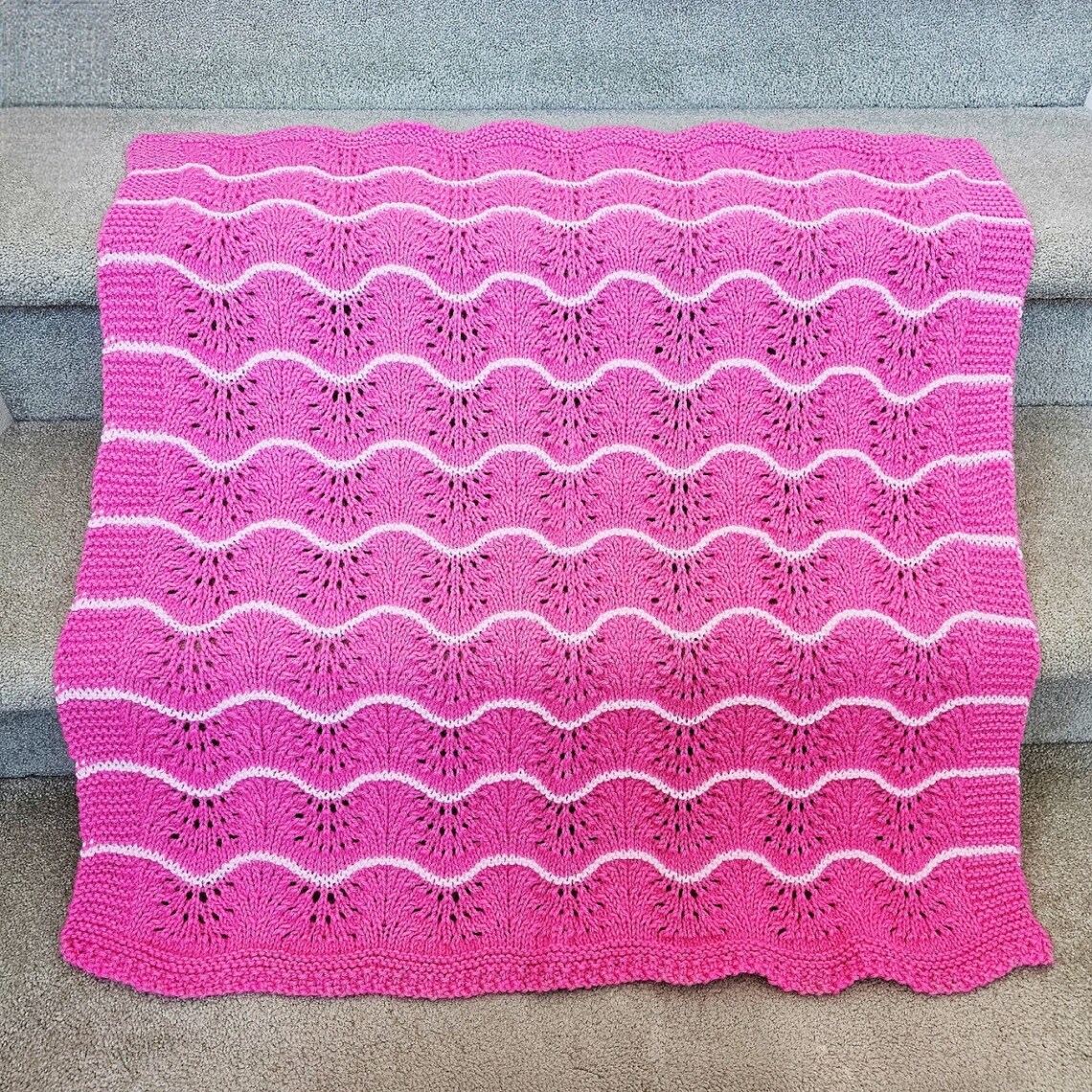 NEW Handmade FUCHSIA PINK Knit Crochet Baby Afghan Blanket - Etsy