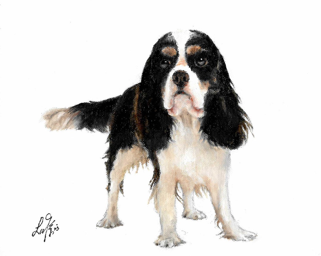 Original Oil Portrait Painting CAVALIER KING CHARLES Spaniel Artist ...