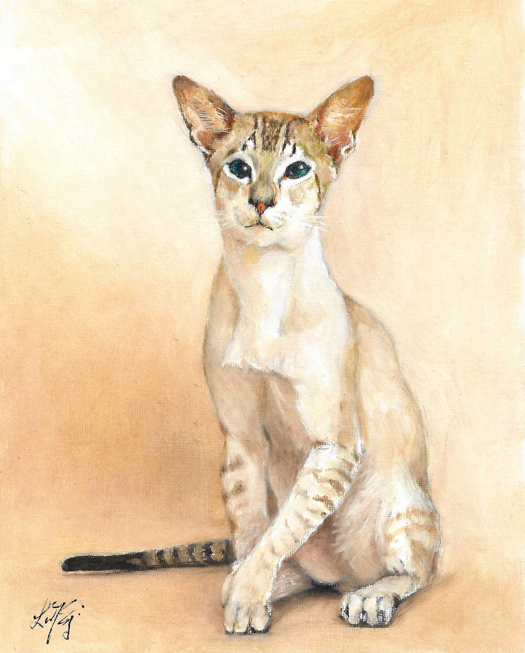 Original Oil Portrait Painting COLORPOINT SHORTHAIR Artist Signed Art ...