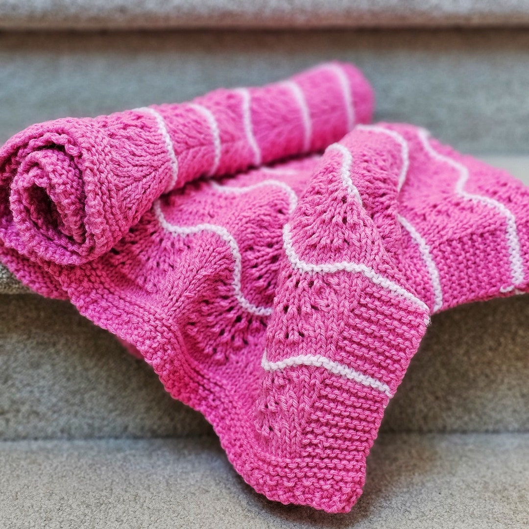 NEW Handmade FUCHSIA PINK Knit Crochet Baby Afghan Blanket - Etsy