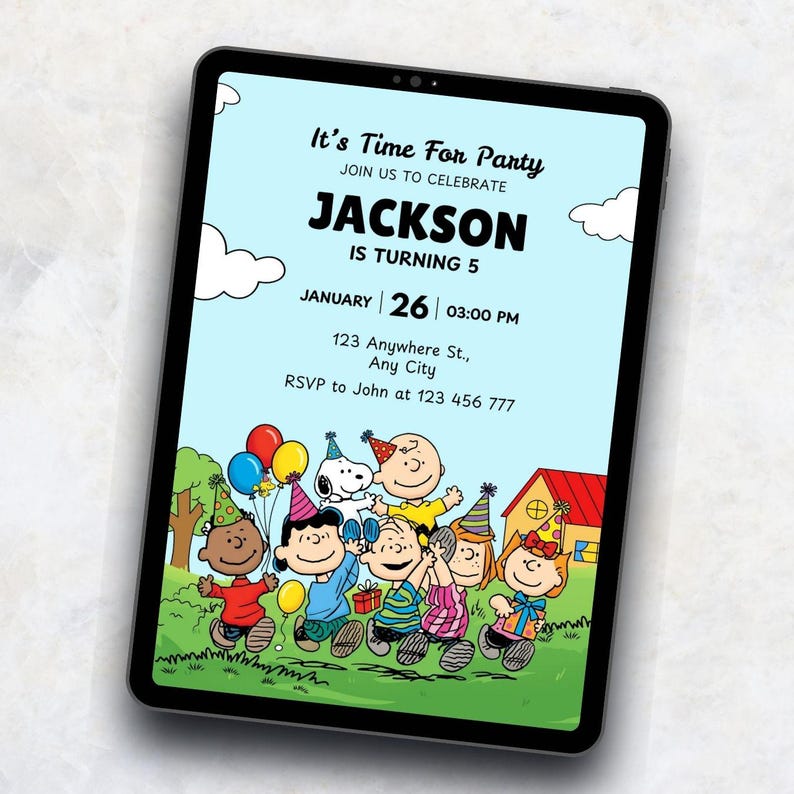 Cartoon Birthday Invitation, Retro Comic Friends Party Invite, Editable ...