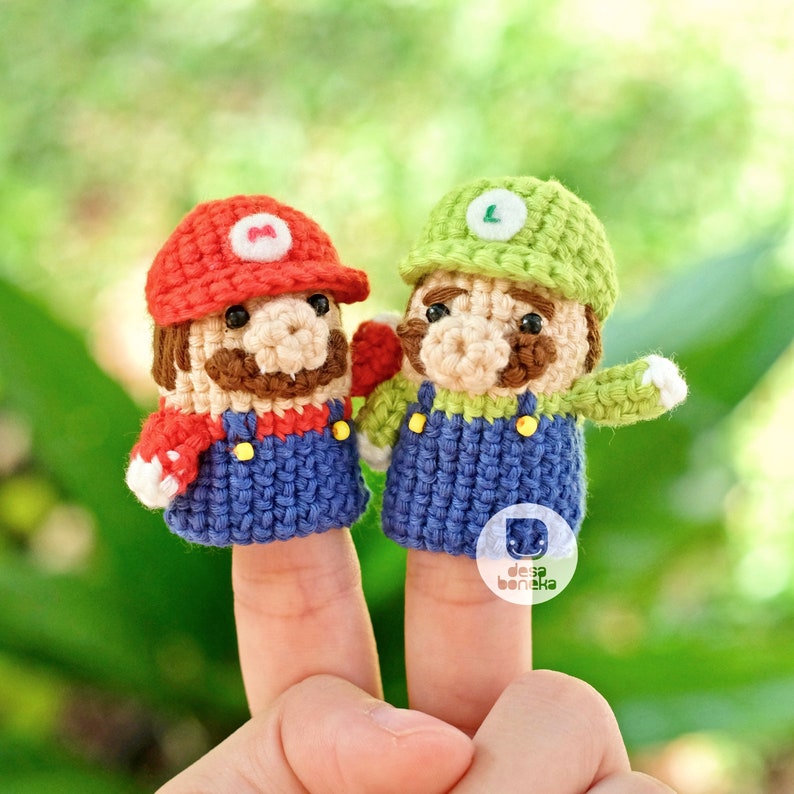 PDF PATTERN - Mario and Luigi Crochet Finger Puppet - Etsy