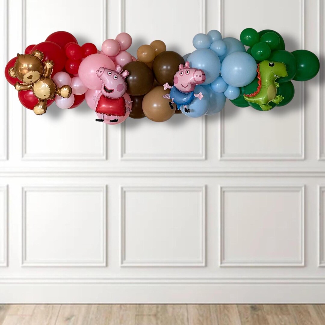 DIY Peppa and George Pig Balloon Arch, Personalised Balloons, Birthday ...