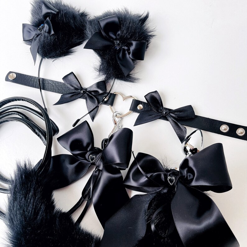 Black Cat Tail Plug. Cat Tail Plug and Ears. Kitten Collar - Etsy