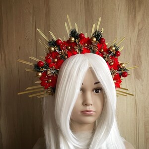 Christmas Halo Crown Red Christmas Headband Christmas Poinsettia ...