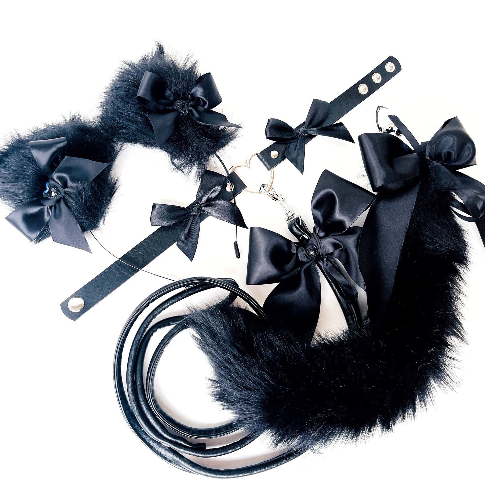 Black Cat Tail Plug. Cat Tail Plug and Ears. Kitten Collar - Etsy