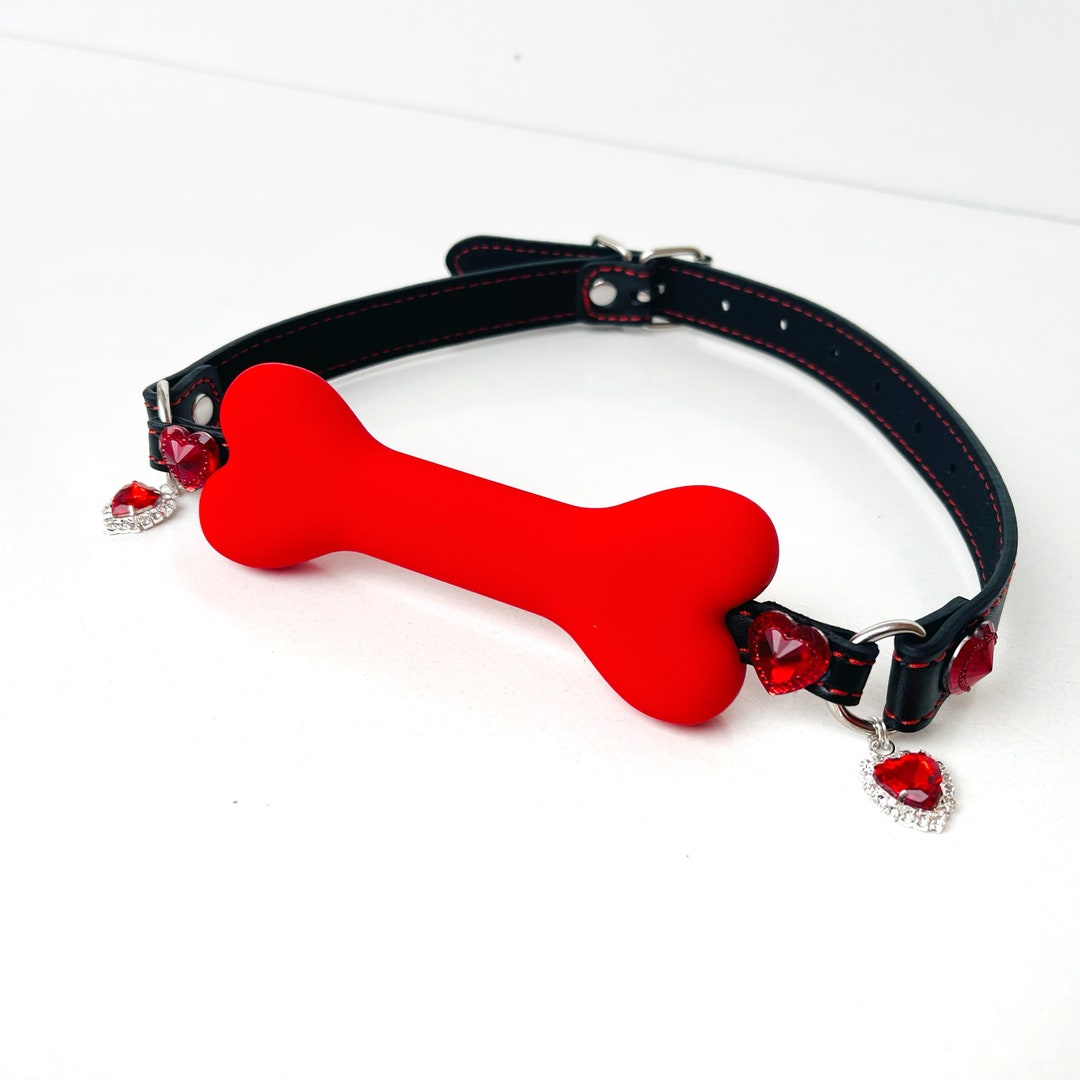 BDSM Pup Play Mouth Bone Gag. DDLG Puppy Gag Bone. Red Silicone Dog Bone Mouth Gag, Mouth Ball ...