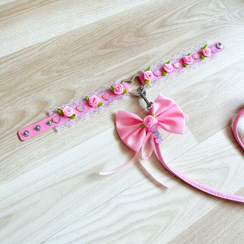 DDLG Pink Pet Play Collar & Leash Set Woman Collar and Leash - Etsy