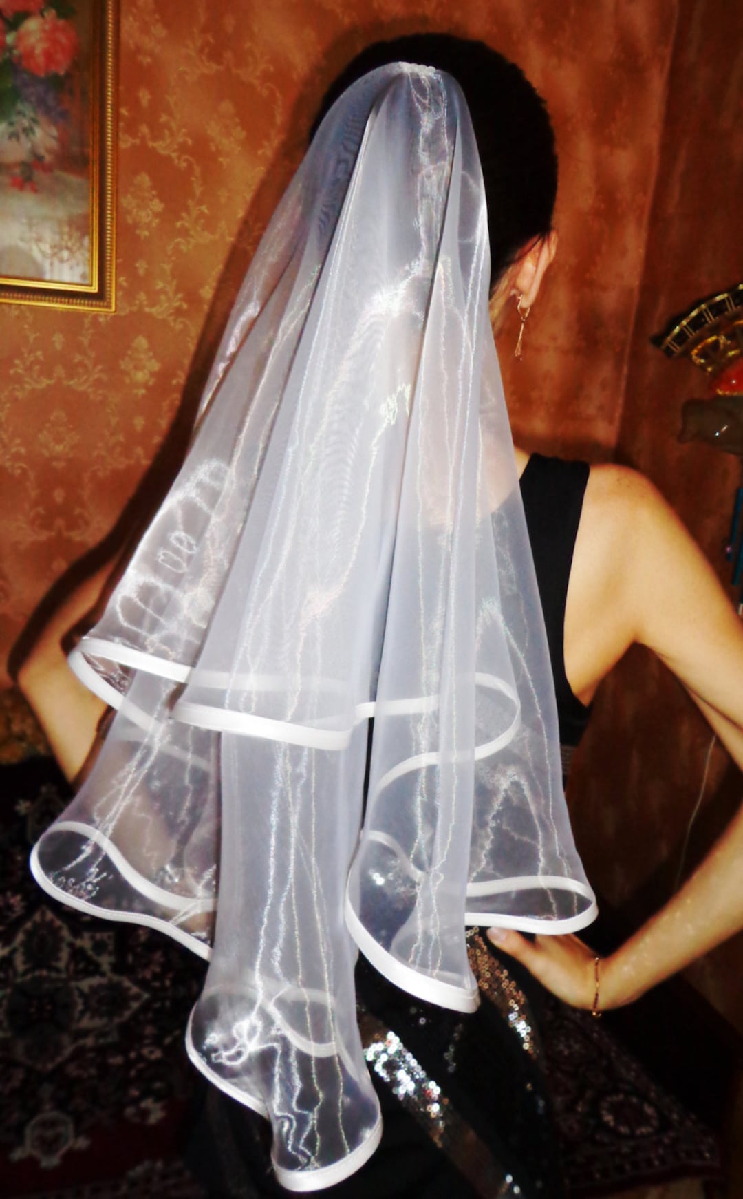 White Bachelorette Party Veil 2-tier, Long Length. Bride Veil ...
