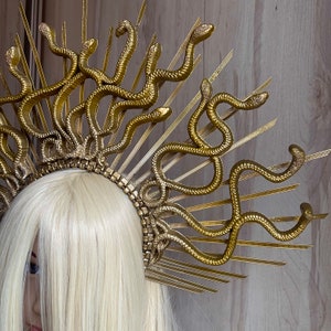 Gold Snake Halo Crown Gorgon Headband Snake Crown Met Gala Crown Halo ...