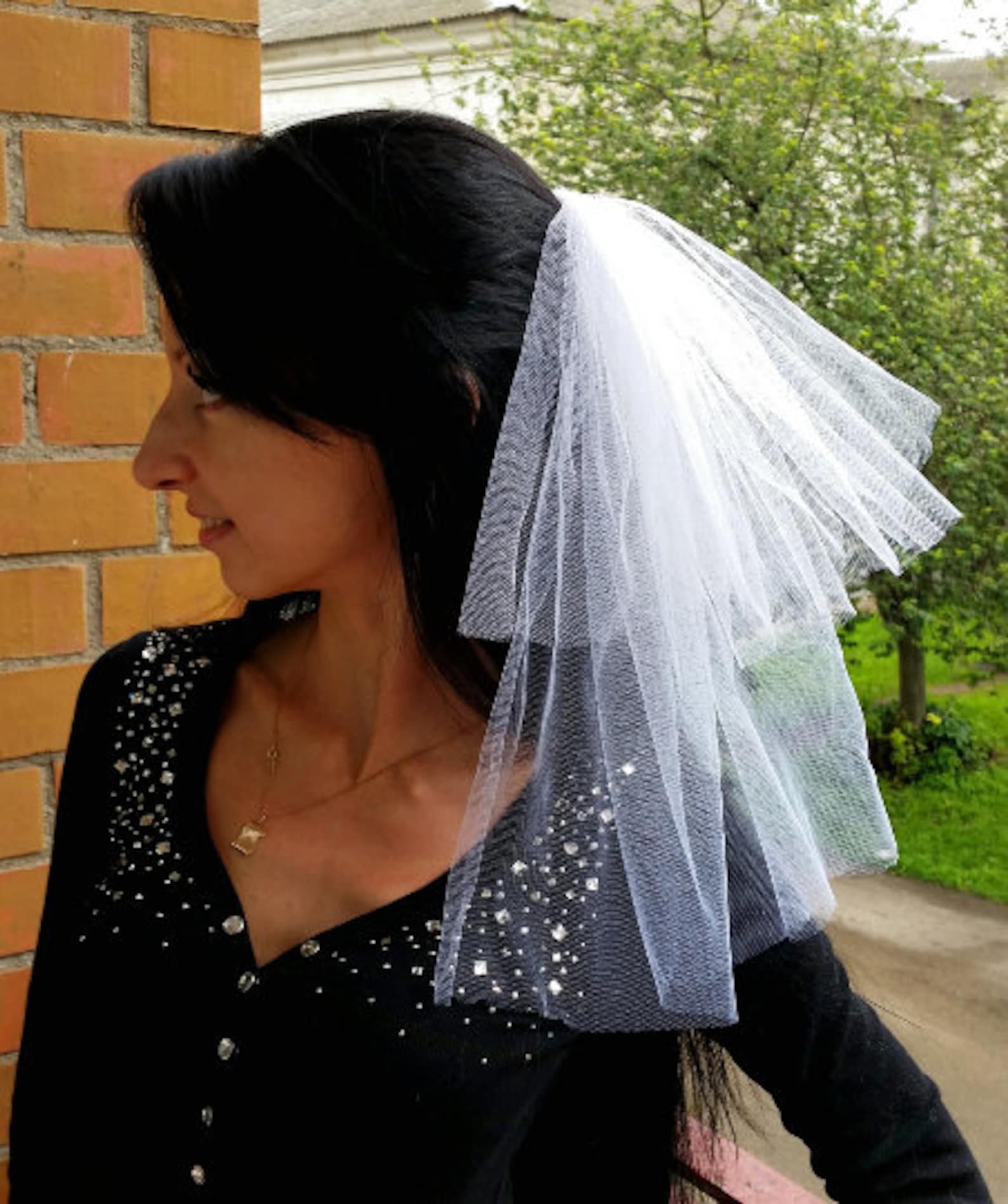 Bachelorette Party Veil 2-tier IVORY/WHITE Short Length. - Etsy