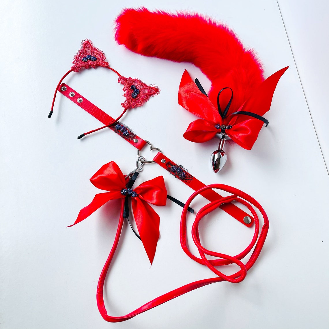Sexy Kitten Set Bdsm Sexy Red Kitty Costume Faux Fur Anal Etsy