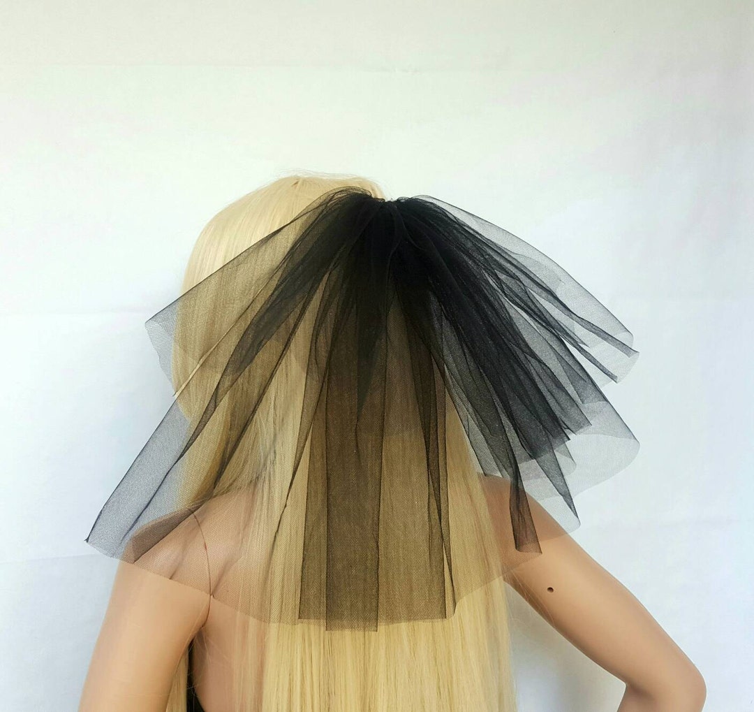 Bachelorette Party Veil 2-tier Black, Short Length. Bride Veil ...