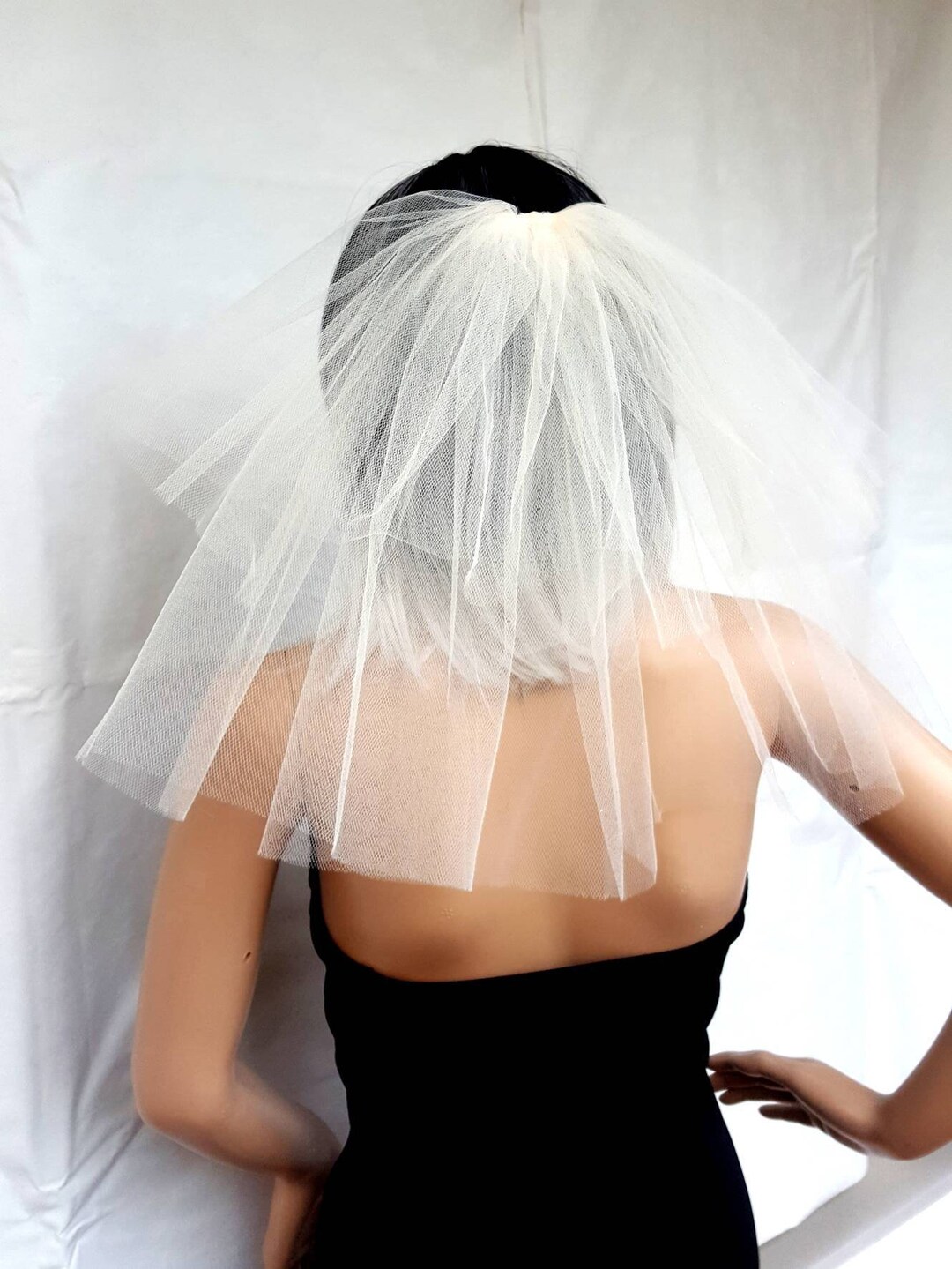 Bachelorette Party Veil 2-tier IVORY/WHITE, Short Length. Minimalist ...