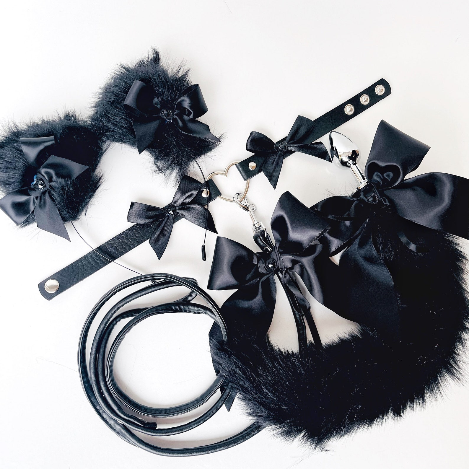 Black Cat Tail Plug. Cat Tail Plug and Ears. Kitten Collar - Etsy