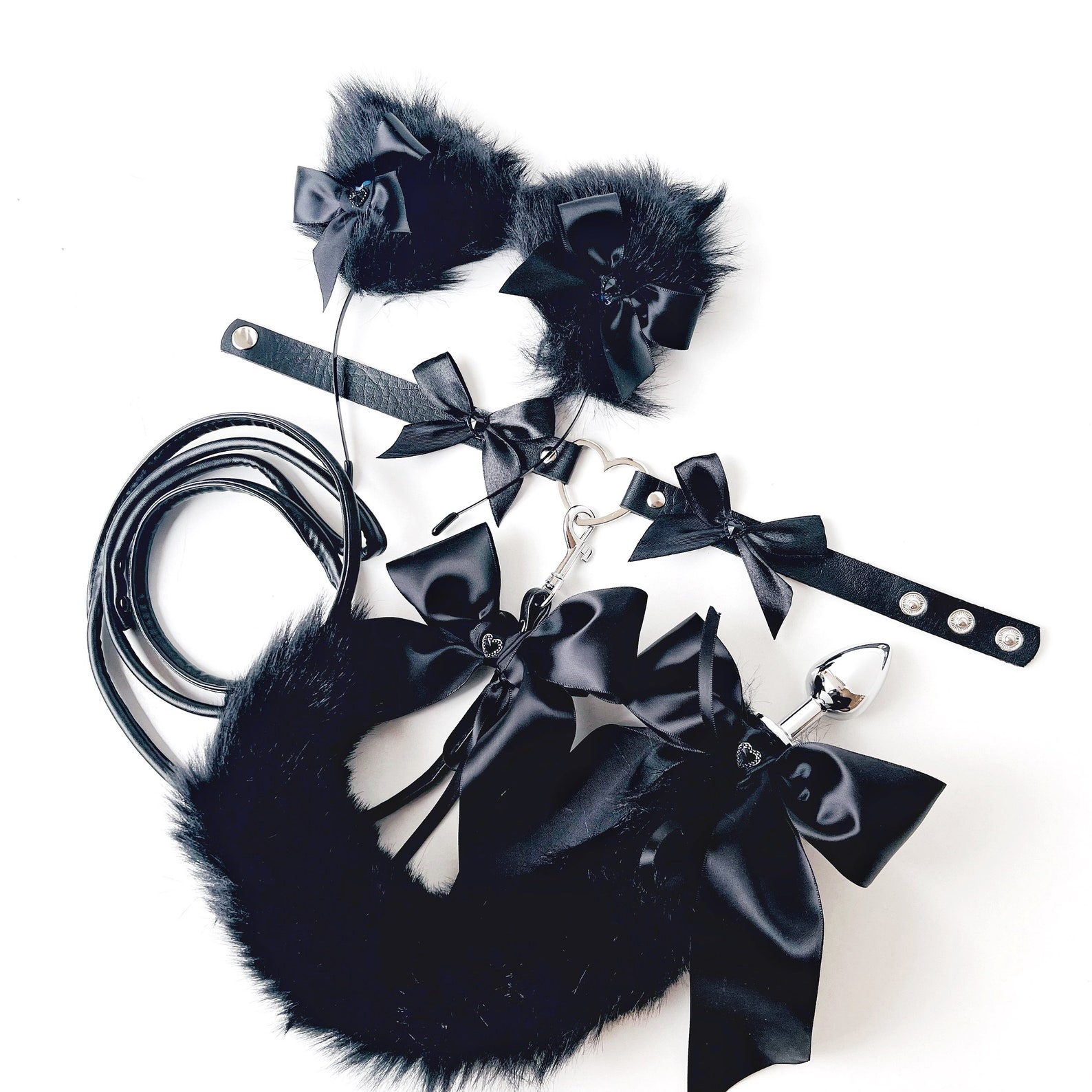 Black Cat Tail Plug. Cat Tail Plug and Ears. Kitten Collar - Etsy