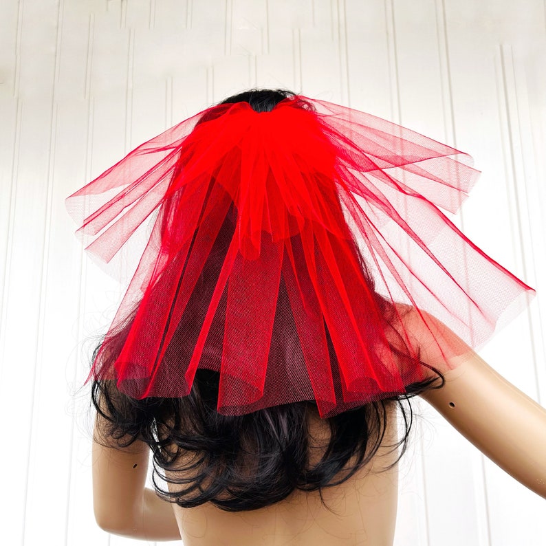 Red Bachelorette Party Veil 2-tier, Short Length. Bride Veil ...