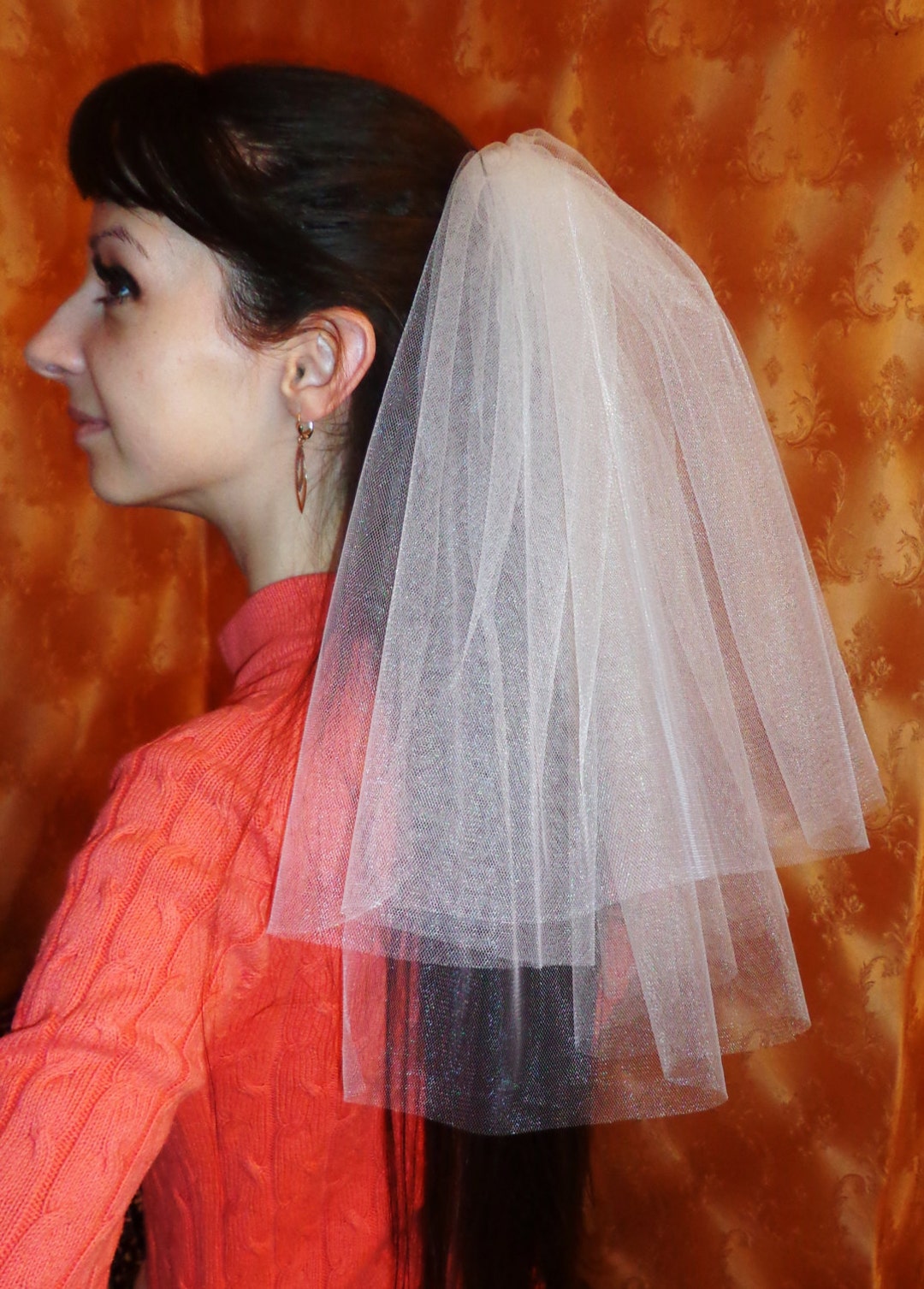 White Bachelorette Party Veil 2-tier, Middle Length. Bride Veil ...