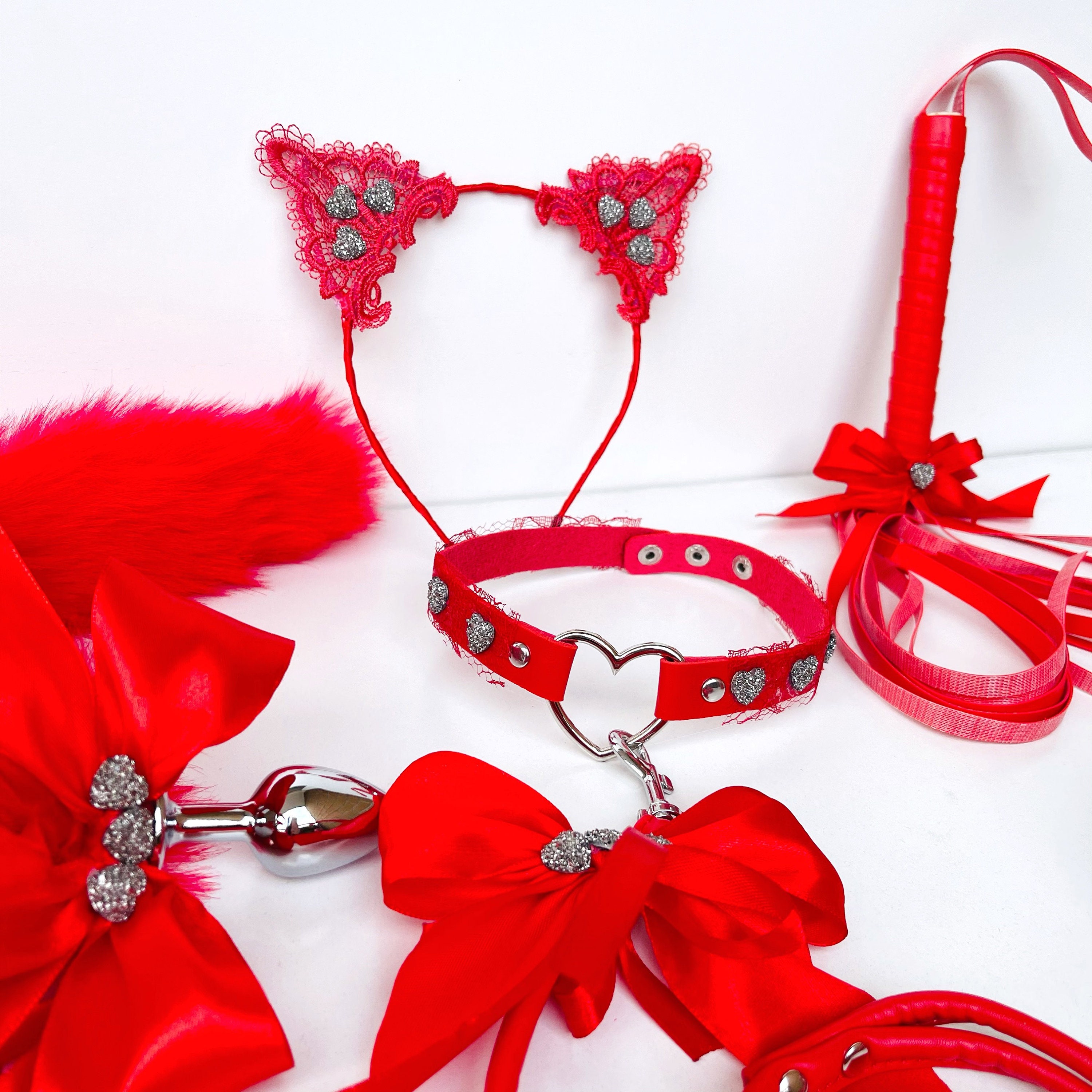 Sexy Red Kitten Set Bdsm Sexy Kitten Costume Faux Fur Anal Etsy
