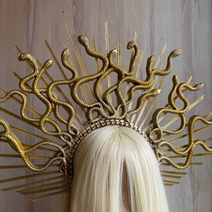 Gold Snake Halo Crown Gorgon Headband Snake Crown Met Gala Crown Halo ...