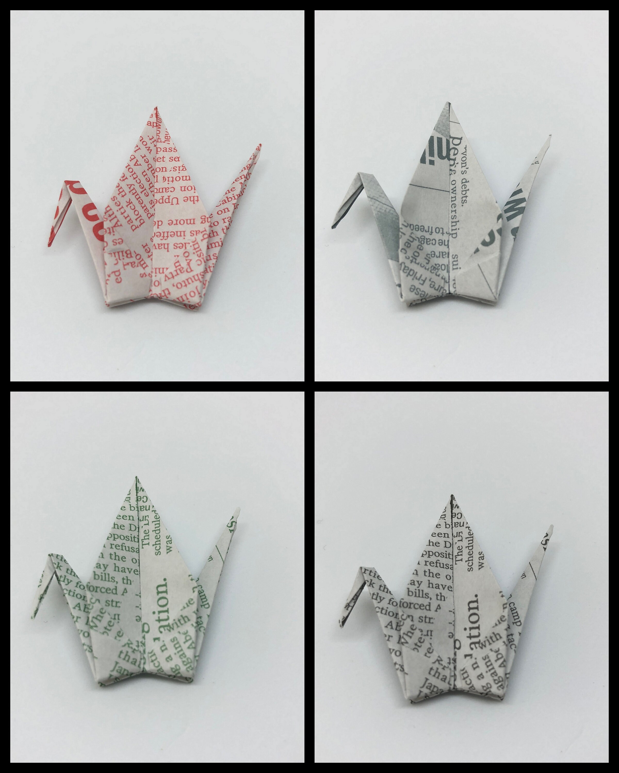100 Origami Cranes Newspaper Print Japanese Paper Size S - Etsy