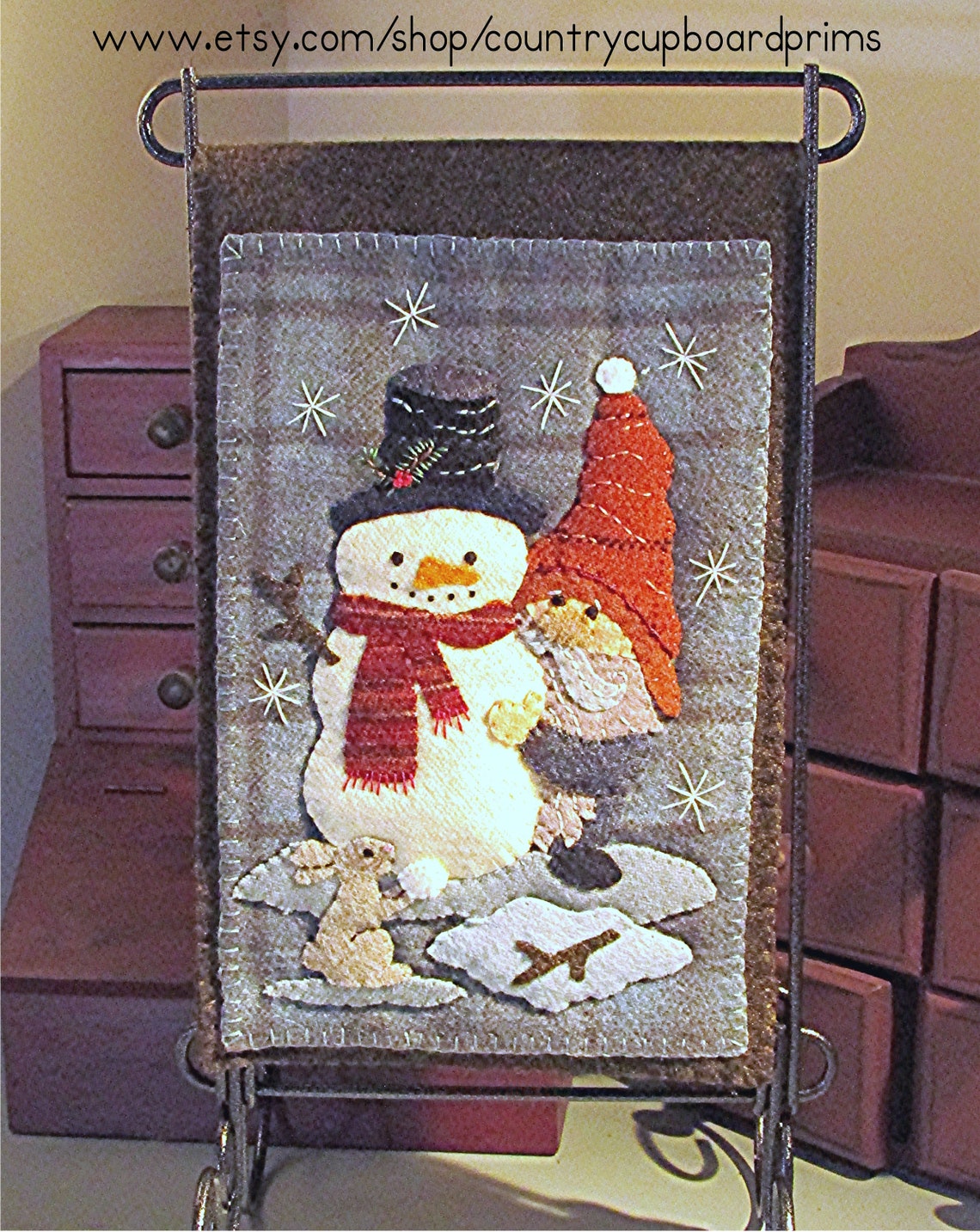 Wool Applique PDF Pattern for Gnome and Bunny Building a - Etsy