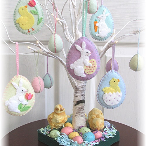 PDF Pattern for Easter Spring Wool Felt Applique Ornaments. - Etsy