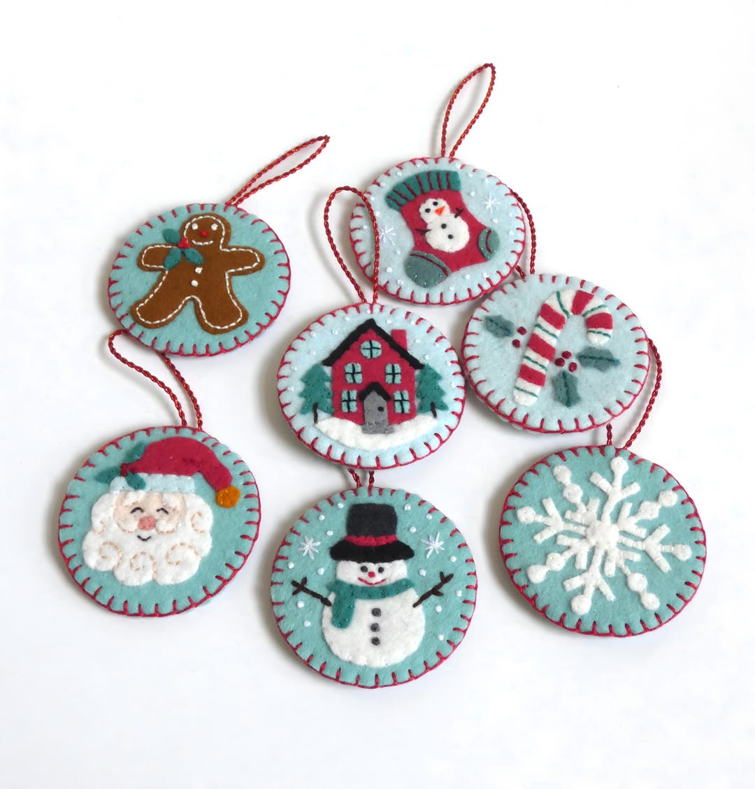 Felt Christmas Ornaments PDF Pattern for Applique or Embroidery Instant ...