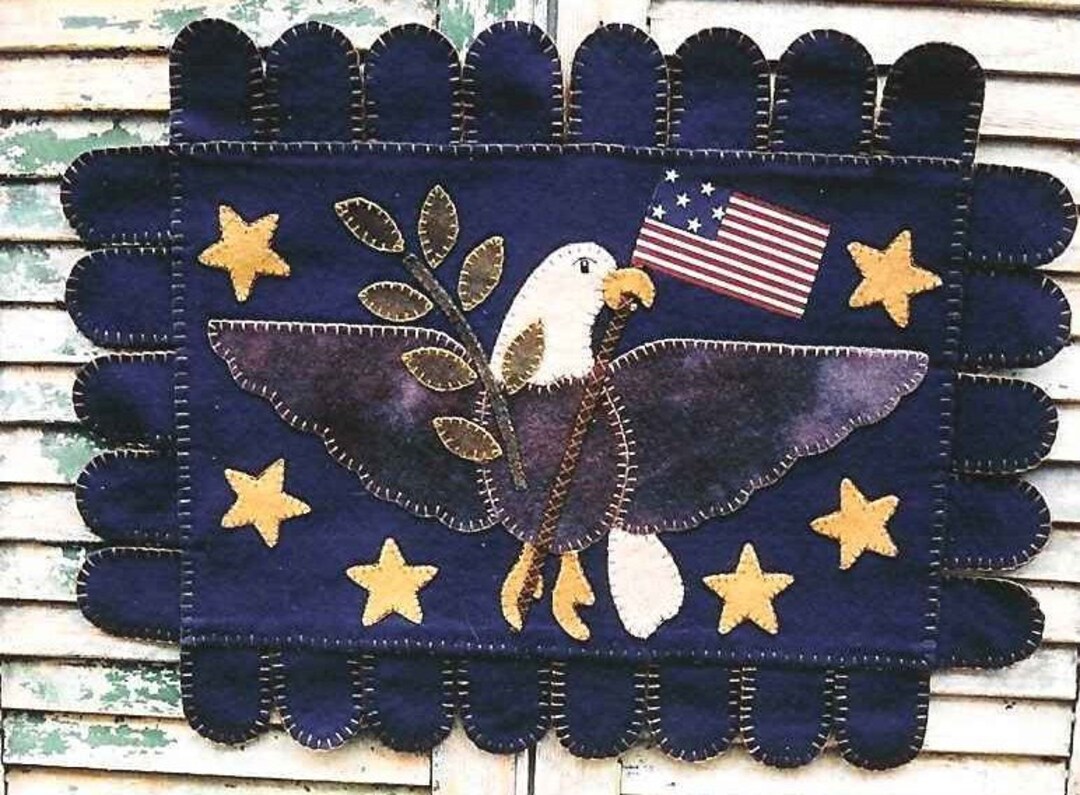 The Country Cupboard Primitive Folk Art Americana Eagle Penny Rug ...