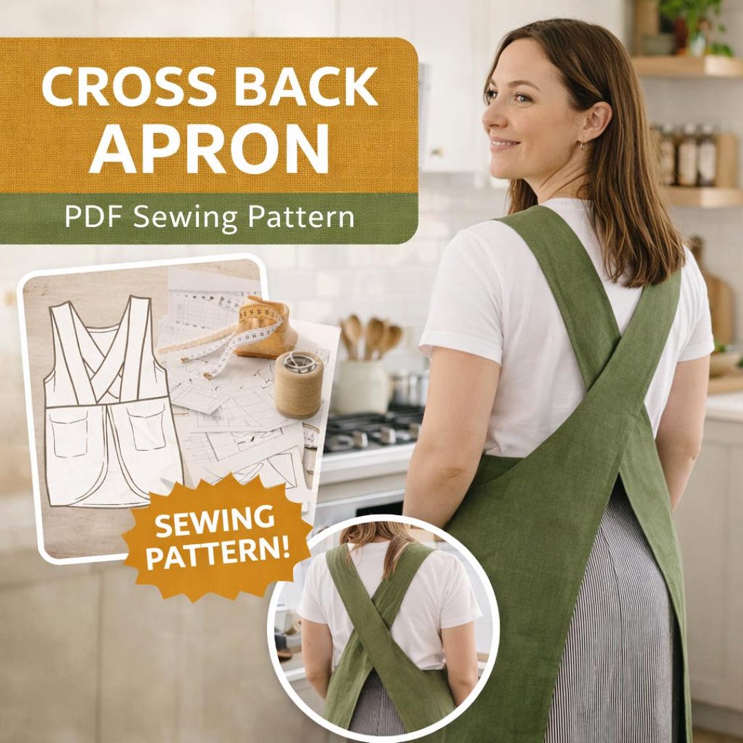 Cross-back Apron Sewing Pattern | Japanese Style, Beginner Friendly ...