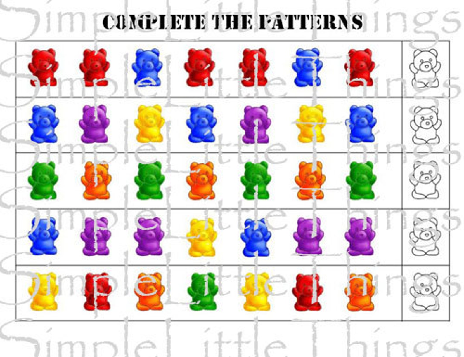 Counting Bears Pattern Activity DIY Printables for Toddlers - Etsy