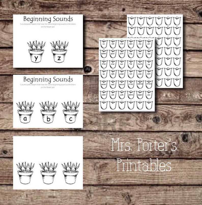 PDF Beginning Sounds Worksheets - Flowers, Spring, Coloring - Etsy