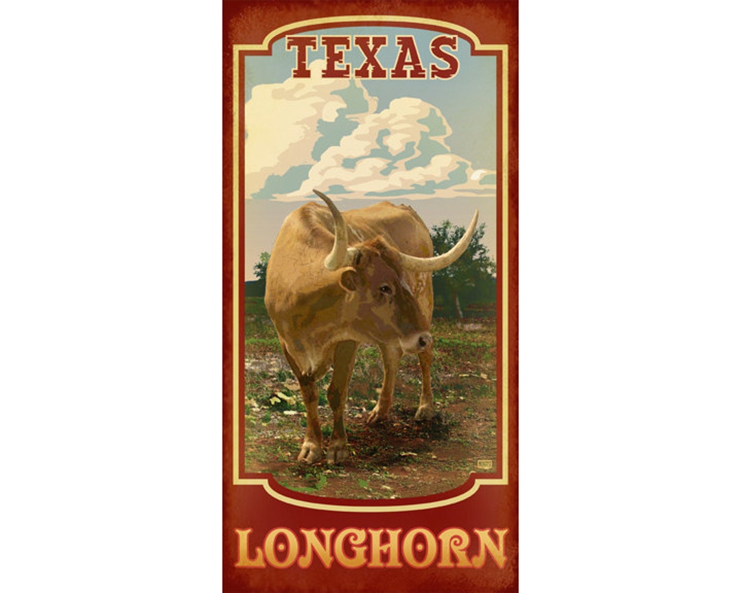 Poster of the Iconic Texas Longhorn - Etsy