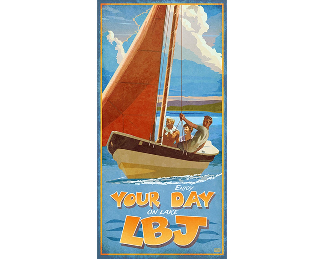 Lake LBJ Near Austin Texas. State Park Posters of Sailing and Boating ...