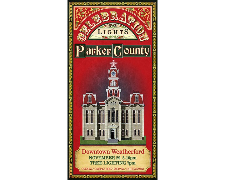 Poster of Weatherford Texas Christmas 2014 Featuring the | Etsy