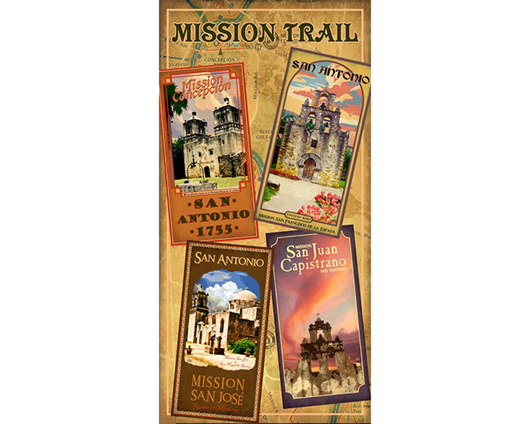 Mission Trail in San Antonio, Texas A World Heritage Site Travel Poster ...