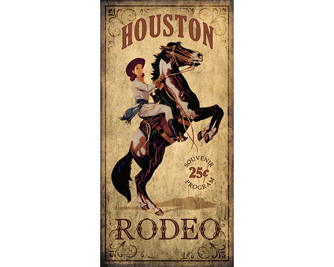 Poster of Rodeo Cowgirl, Houston, Texas Re-imagined as a Souvenir ...