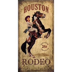 Poster of Rodeo Cowgirl, Houston, Texas Re-imagined as a Souvenir ...