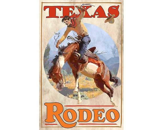 11 x 17 Texas Rodeo Cowboy Poster | Etsy
