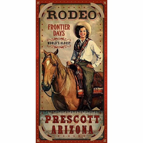 Rodeo Cowgirl Poster Frontier Days Prescott Arizona - Etsy