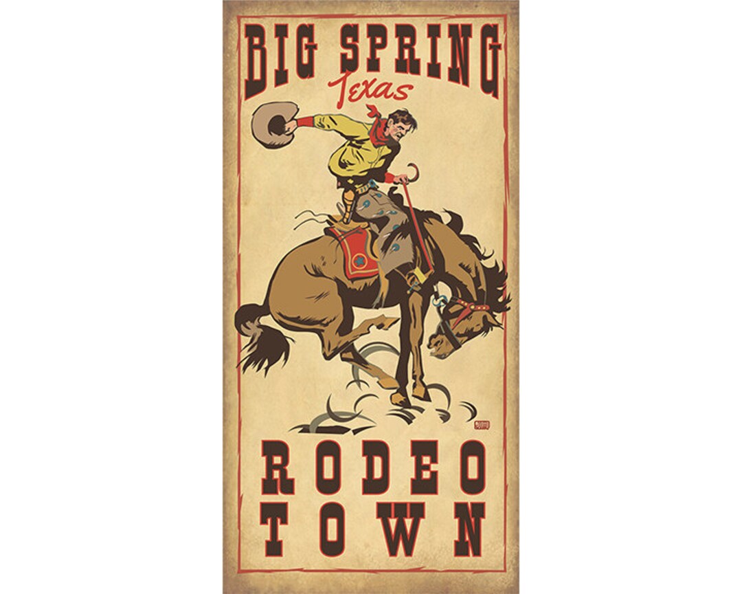 Big Spring Texas Rodeo Bronc Rider Poster - Etsy