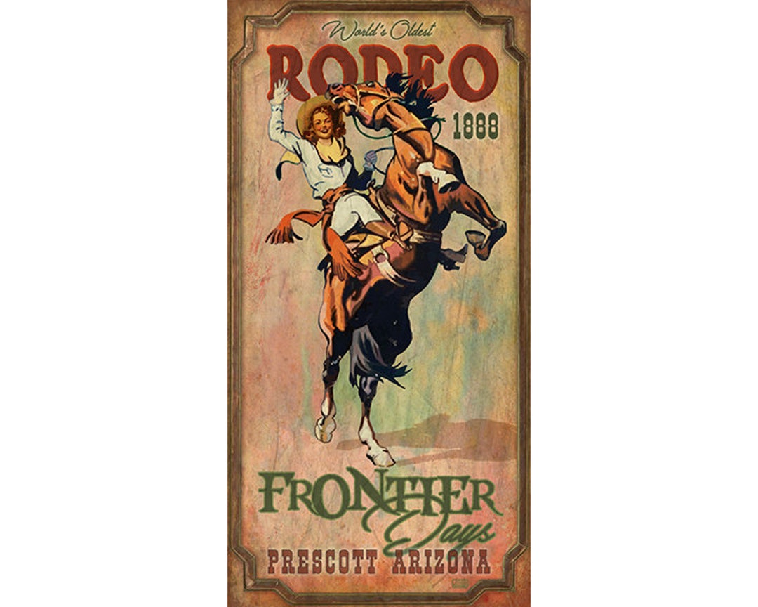 Rodeo Cowgirl Poster Frontier Days Prescott Arizona - Etsy