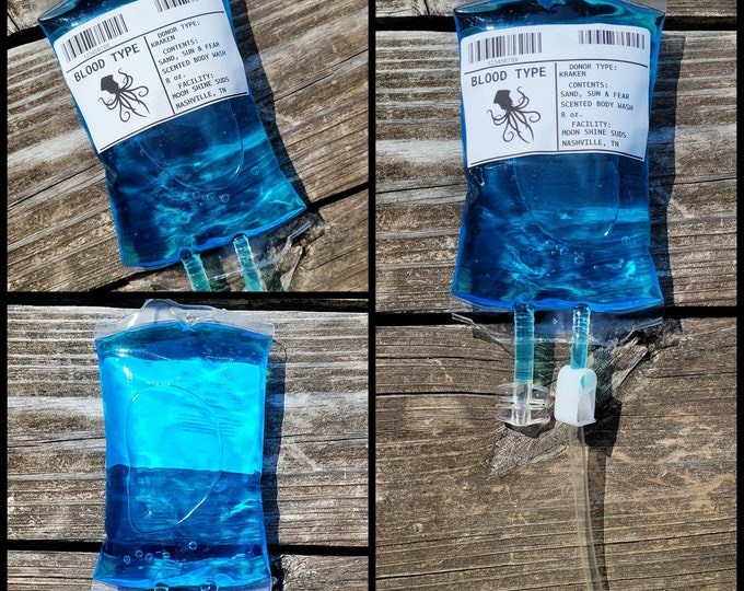 BLOOD BATH Blood Bag Body Wash Shower Gel Liquid Soap Trick or Treat ...