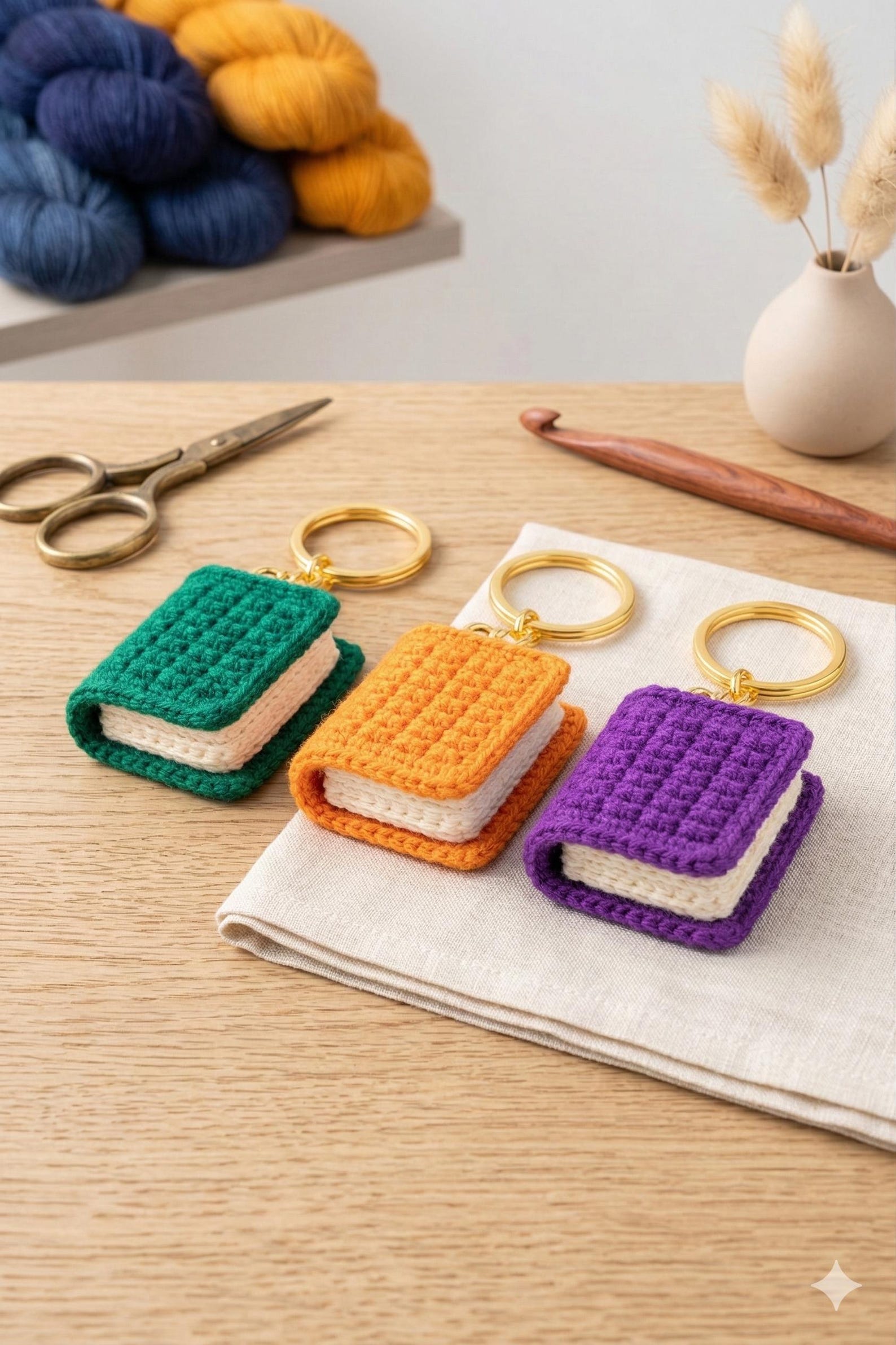 Mini Crochet Library Book Keychain Pattern PDF | Amigurumi Tiny Book ...