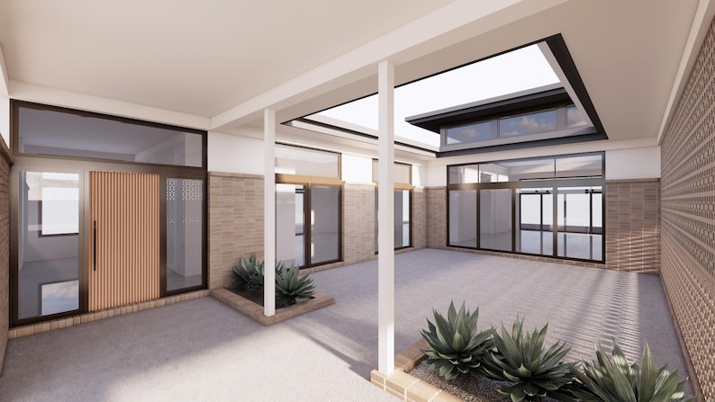 Mid-century Modern House Plans - Architectural Building Permit Drawing ...