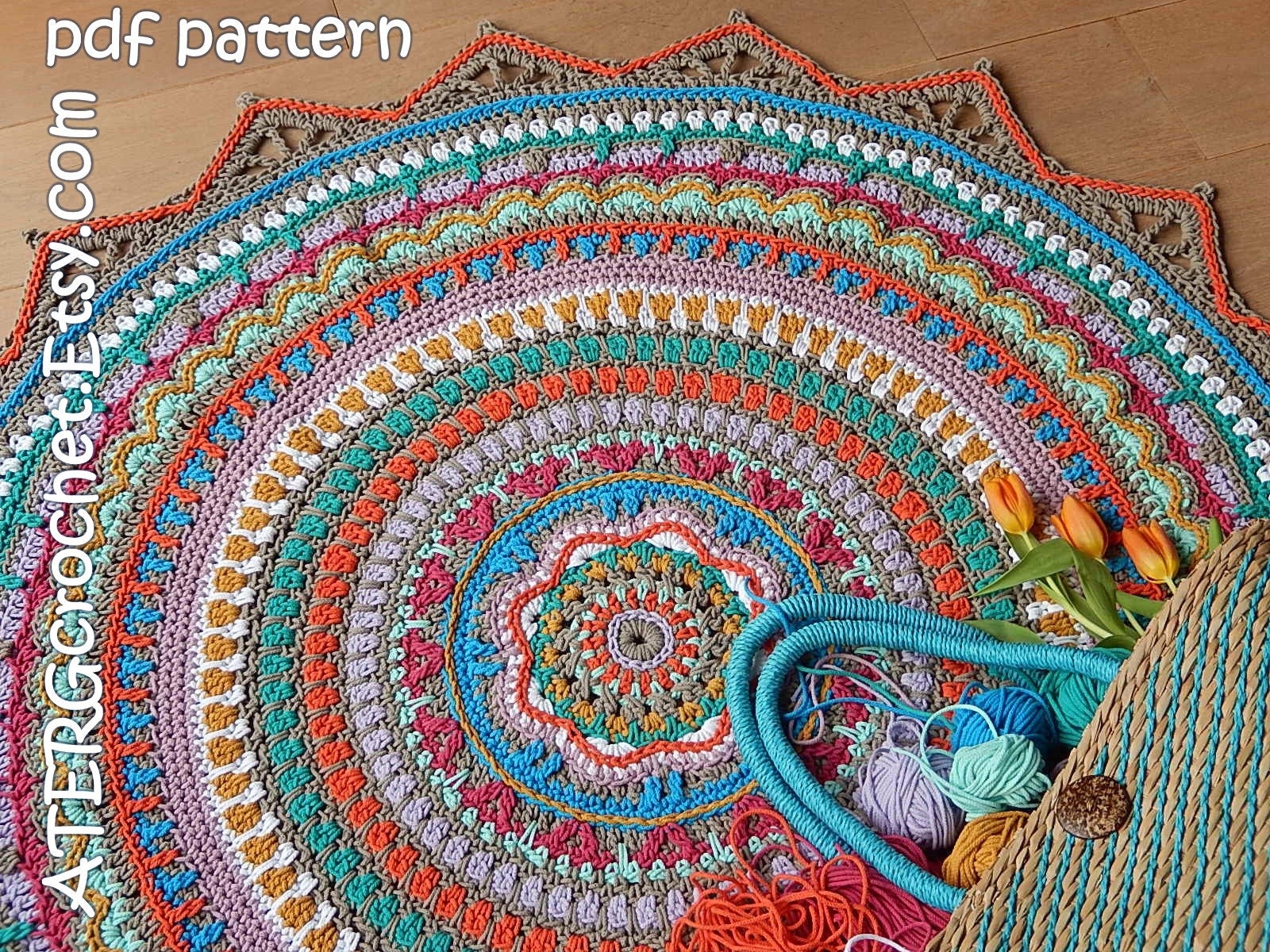 Crochet pattern BOHO RUG Bobbiny cord by ATERGcrochet | Etsy