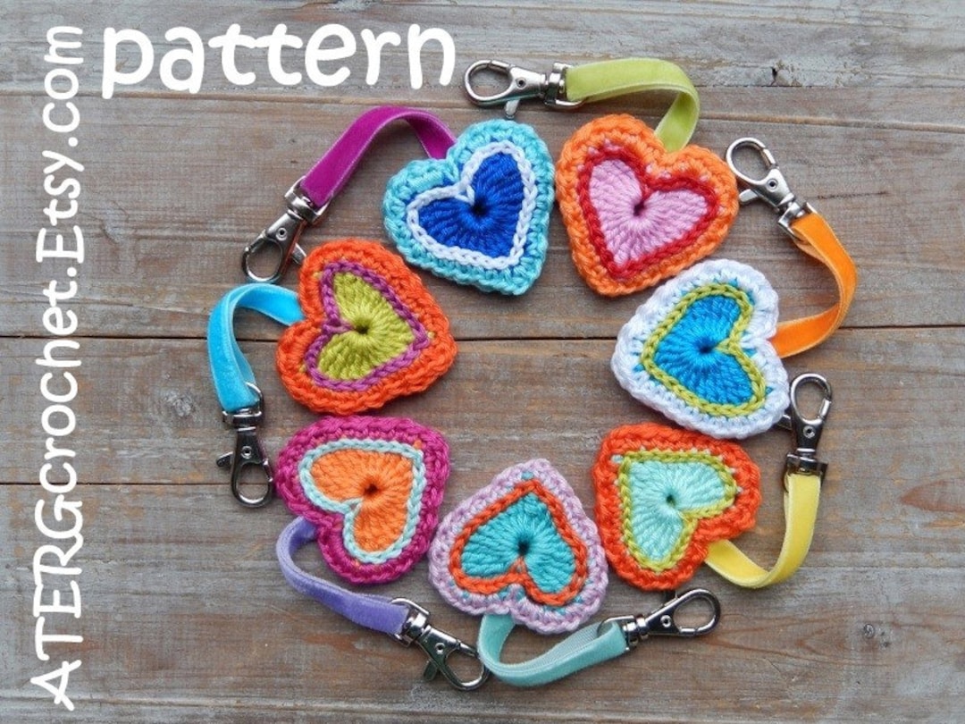 Crochet Pattern Heart + Key Ring by Atergcrochet - Etsy UK