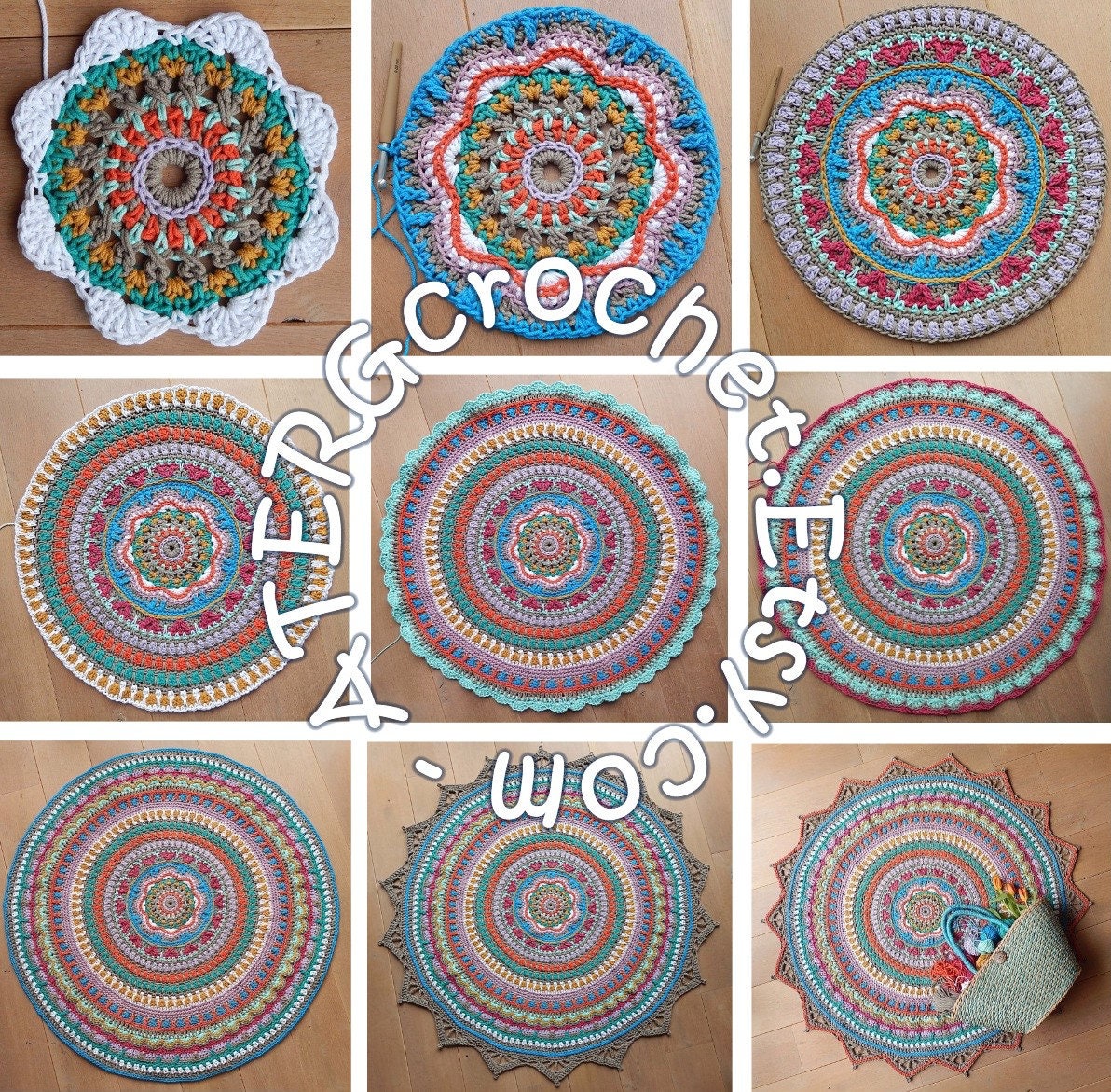 Crochet pattern BOHO RUG Bobbiny cord by ATERGcrochet | Etsy