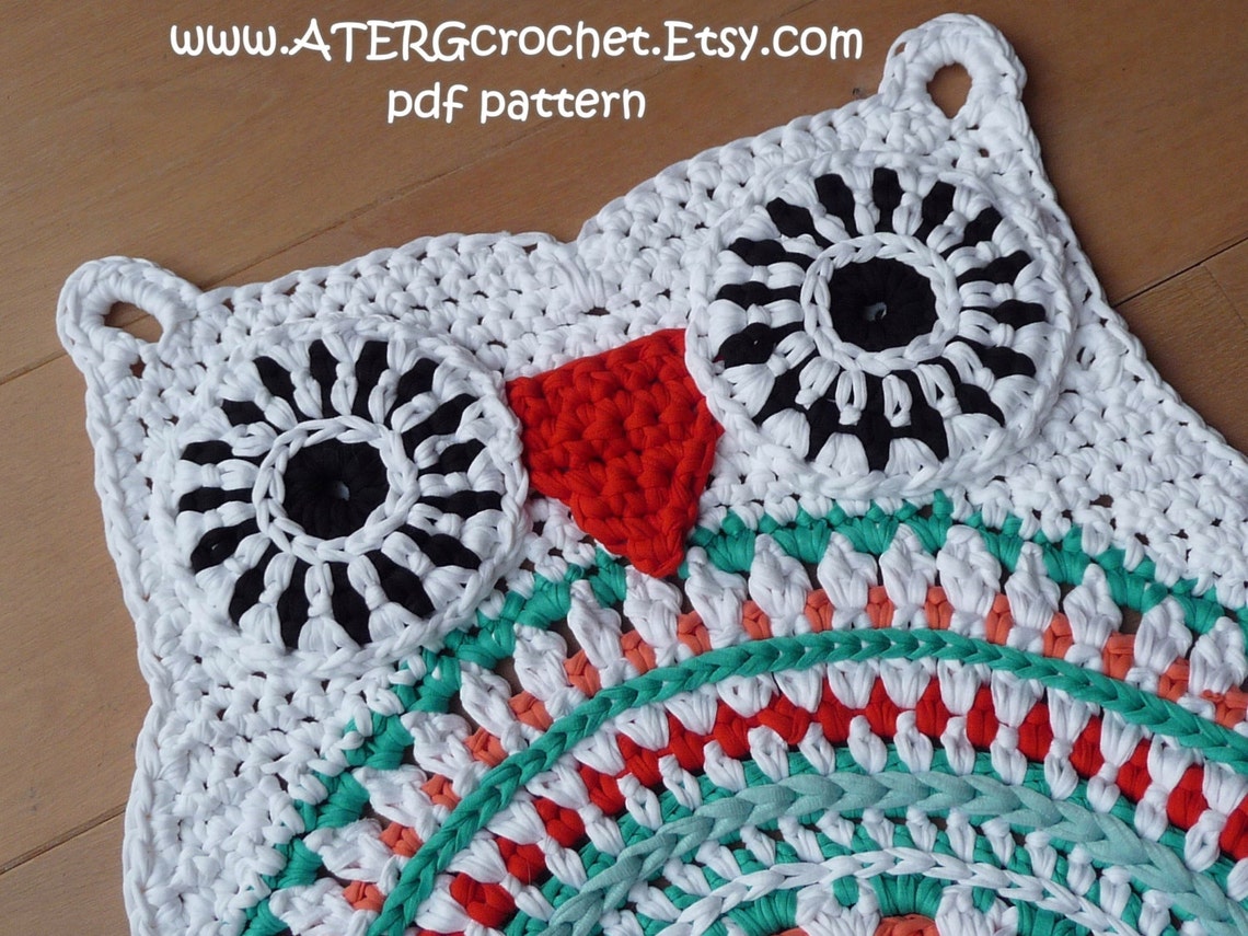 Crochet pattern owl rug by ATERGcrochet XL crochet | Etsy