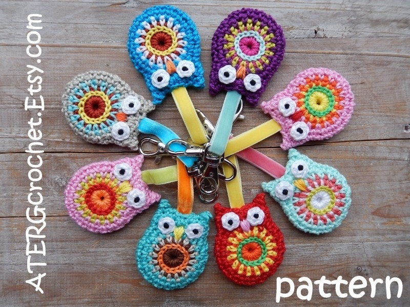 Crochet Pattern OWL Key Ring by Atergcrochet - Etsy
